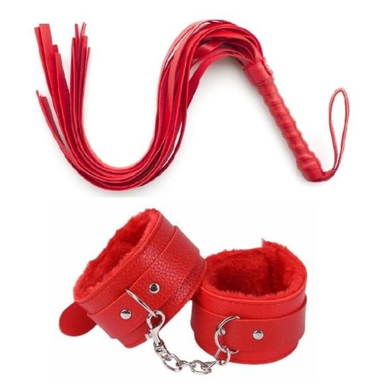 Menottes en cuir BDSM pour couples adultes, fouet de bondage, kits de ...