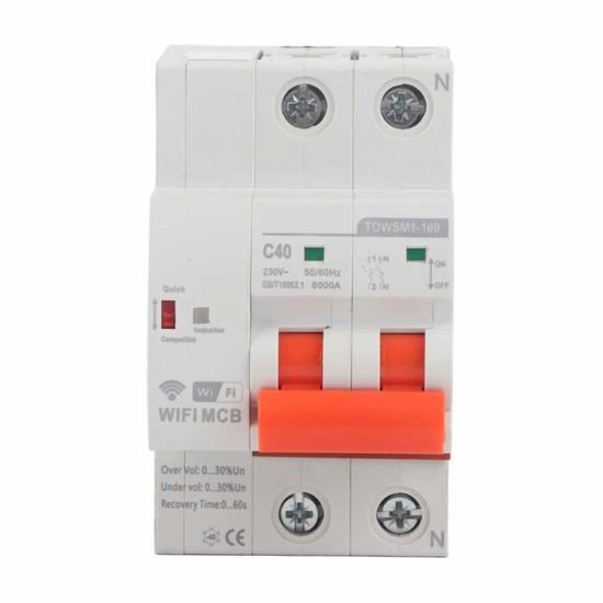 Cikonielf Disjoncteur à montage sur rail DIN Disjoncteur WiFi Intelligent 2P Din Rail Mount AC ...