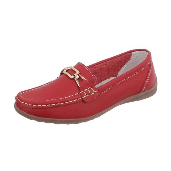 Chaussures femme mocassins cuir rouge 35 Rouge - Cdiscount Chaussures