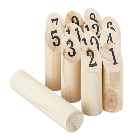 Relaxdays Jeu de lancer semblable au Kubb, finlandais, bois naturel ...