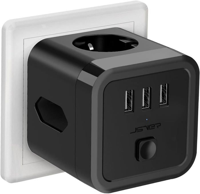 Prise Usb Multiple,Cube Multiprise Murale Usb 3 Prises(1 Sortie Ac,2 ...
