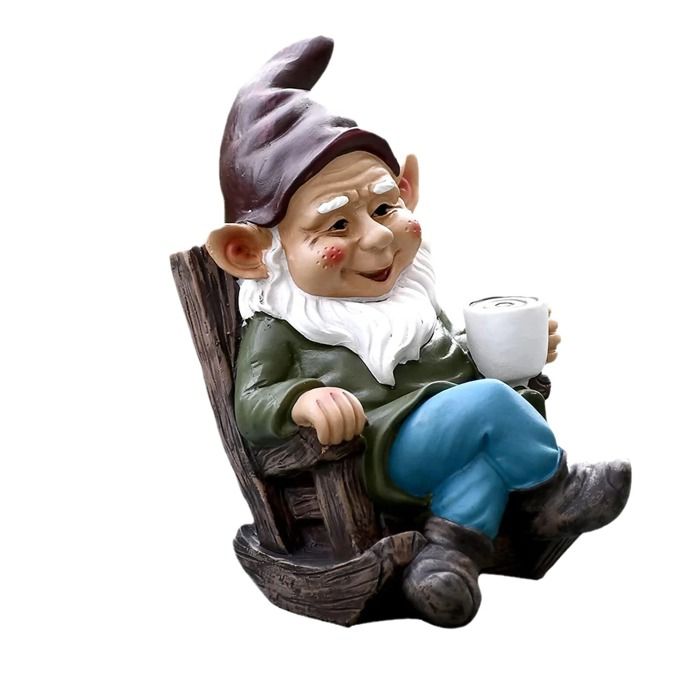 Statue de nain, nain de jardin en résine imperméable, statue de chaise ...