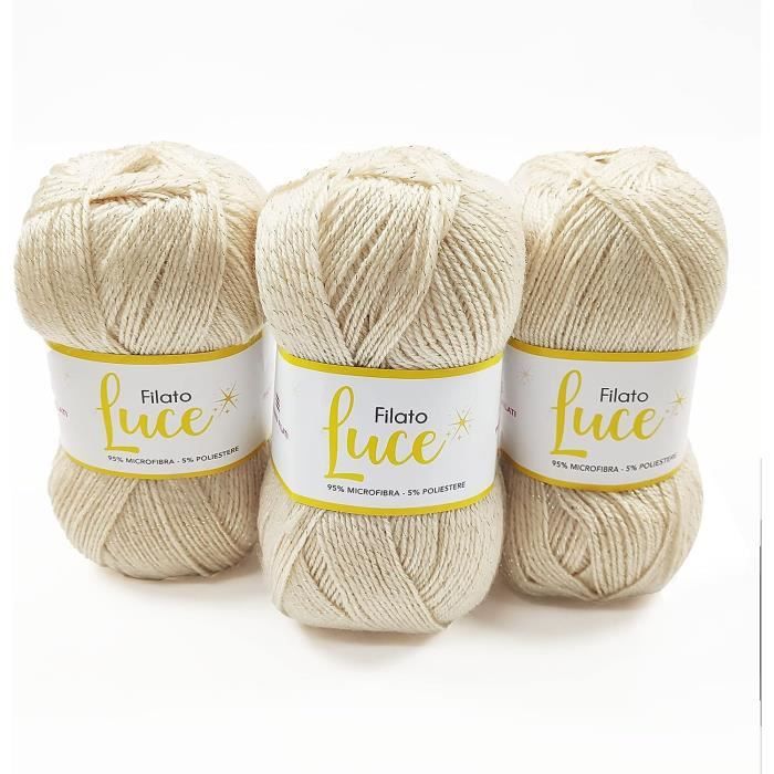3 Pelotes De Fil “Lumière” À Tricoter Avec Fil Lurex - 95% Microfibre ...