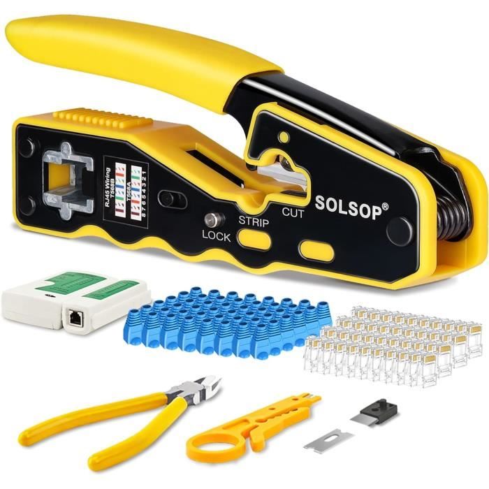 Testeur De Câble Réseau Rj45 - Outil À Sertir Cat5 Cat5E Cat6 - Kit D ...