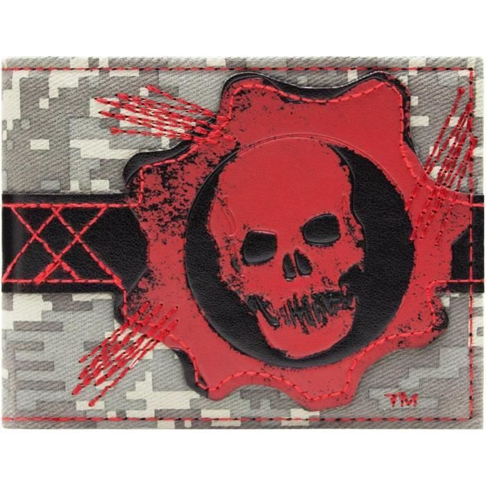 Rising Gears Of War Crimson Omen Skull Cog Portefeuille Bi-Fold Id ...