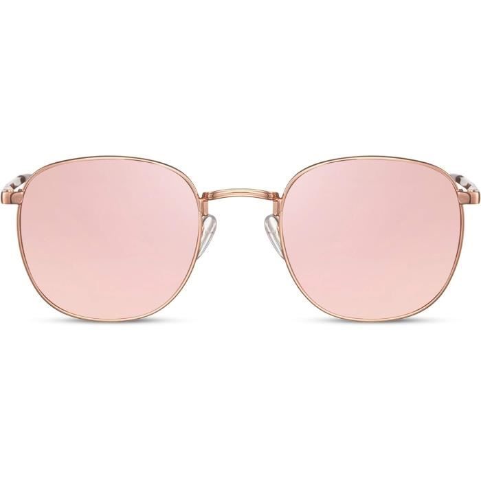Lunettes De Soleil Rondes Rosées-Dorées En Métal Avec Charnières ...