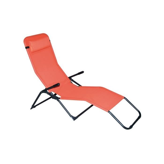 Chaise longue orange av appui tete xxl ref.chailo048 - Cdiscount Jardin