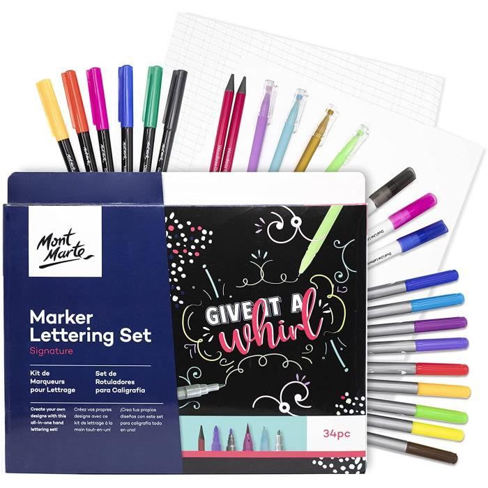 Mont Marte Hand Lettering Kit 34 pièces Avec Brush PensFeutres et plus ...