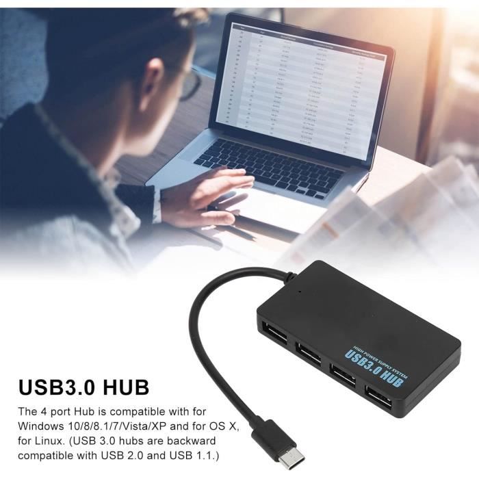 Hubs Usb, 4 Ports Type C Hub Usb3.0 Adaptateur Multiport Câble ...