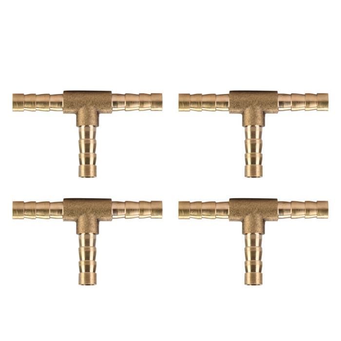 Cikonielf Connecteur barbelé en laiton T 5 pièces laiton T tuyau 3 voies raccords de joint de ...