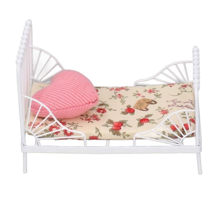 FYDUN Lit de maison de poupée miniature Mobilier de maison de poupée à l'échelle 1:12 Ensemble ...