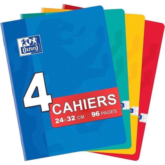 Lot De 4 Cahiers Color Life 24X32Cm Grands Carreaux Seyès 96 Pages ...