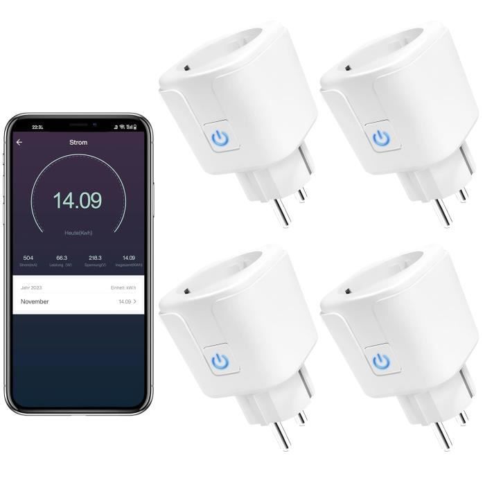 4Pcs Prise Connectée Wifi Avec Mesure Consommation, Prise Intelligente ...
