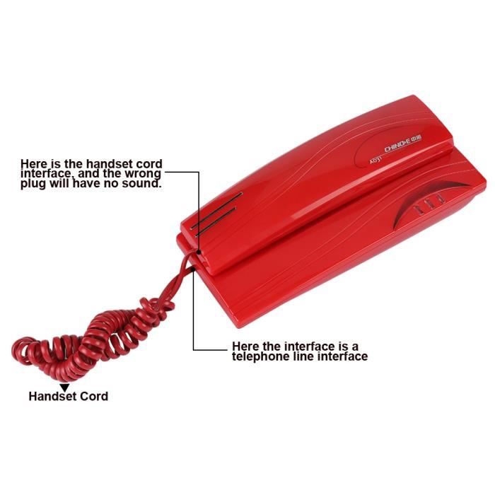 LUL-Mini Téléphone Fixe Filaire Mural pour Bureau à Domicile Ligne Fixe sans Batterie ...