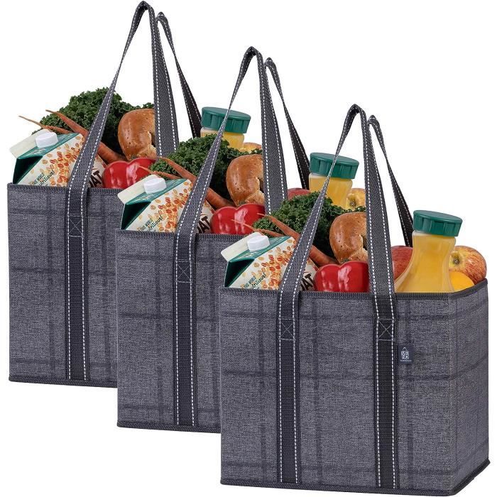 Lot De 3 Sacs De Courses Et Cabas Réutilisables, Tote Bag, Sac Caddie ...