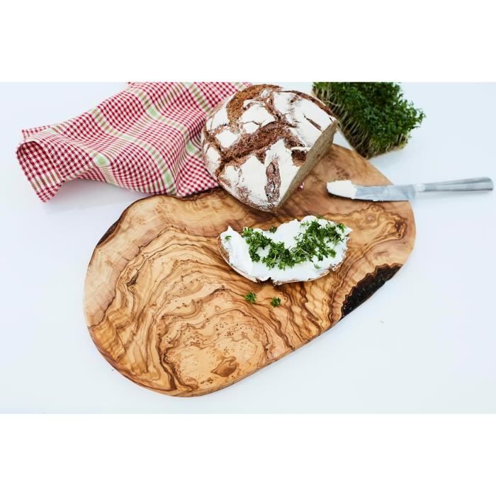 Planche À Découper Bois D'Olivier Coupe Naturelle Avec Du Bord - 25Cm[Q606] - Cdiscount Maison