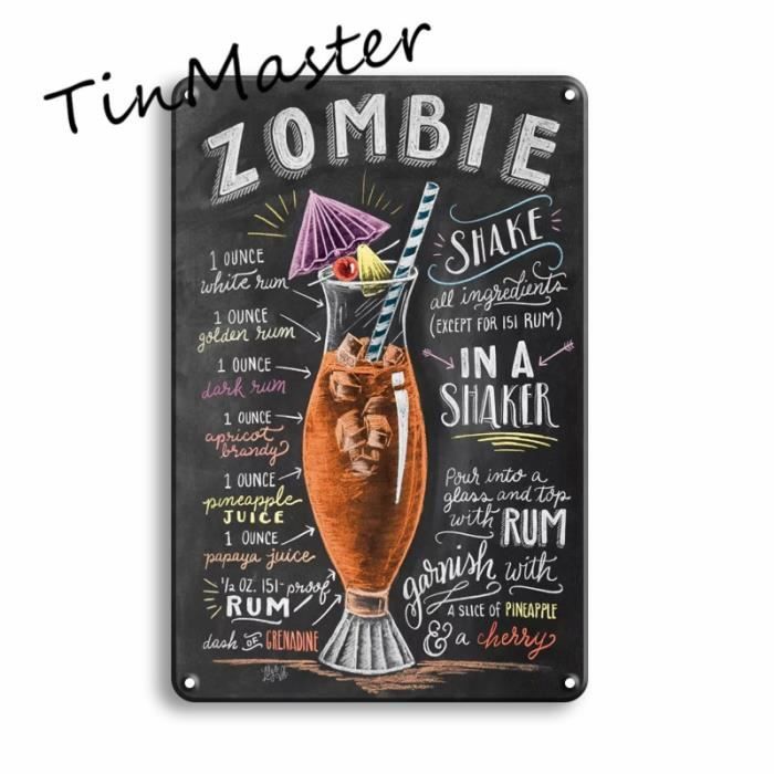 Mojito Martini Cocktail métal mur étain signe cuisine Pub décor à la ...
