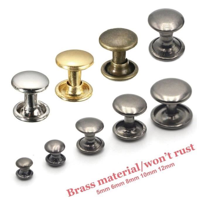 RIVET,Gold-7mm--Lot de 100 Rivets ronds à Double capuchon en laiton ...