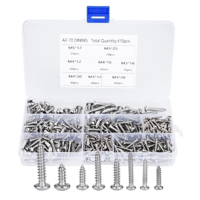 Zerone Vis cruciforme 410PCs Vis Autotaraudeuse Ensemble Mixte de Matériel Accessoire de Mini ...