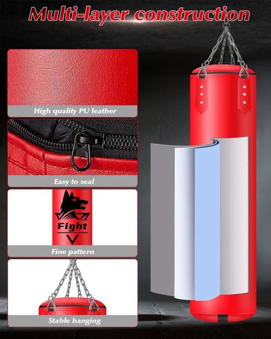 Sac de Boxe Adulte, 120cm/4ft Sac de Boxe à Suspendre avec Une Gamme ...