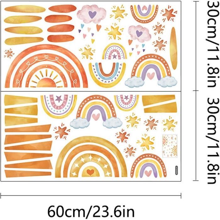 Stickers Muraux Enfants Arc En Ciel Soleil Autocollants Muraux Mural ...