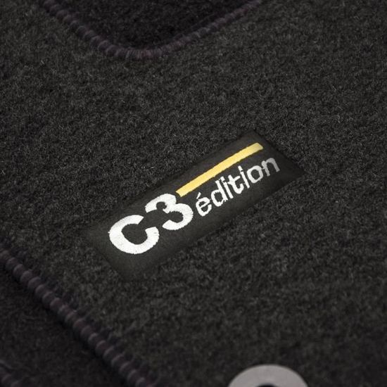 Tapis de sol - Citroën - C3 - Velours noir - 4 pièces - Antidérapant et ...