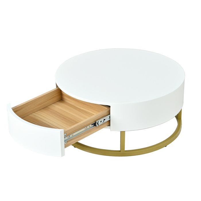 Ensemble de 2 tables basses rondes blanches avec tiroir, plateau ...