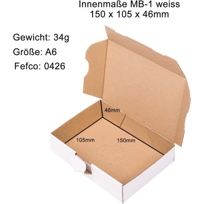 50 boîtes postales carton plates 16 x 11 x 5 cm format A6 blanc MB 1 ...