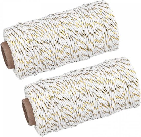 Ficelle Emballage Corde Emballage Coton Ficelle 100M109 Or Ton Et Blanc ...