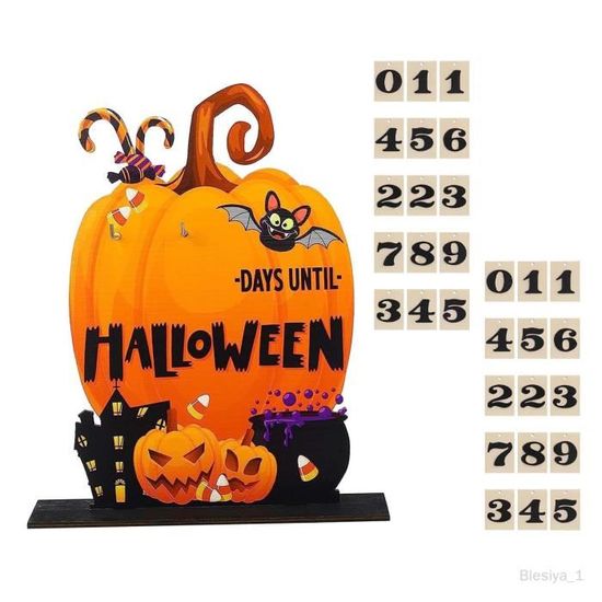 Calendrier de compte de de citrouille d'Halloween en bois 12x9.8inch ...