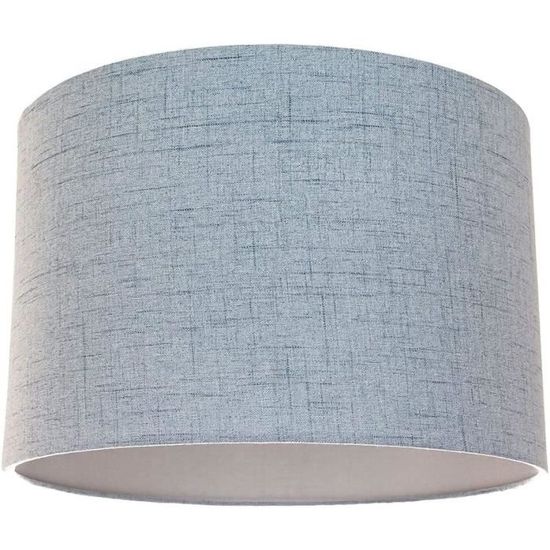 Abat-jour de tambour de tissu en lin texturé bleu contemporain et ...
