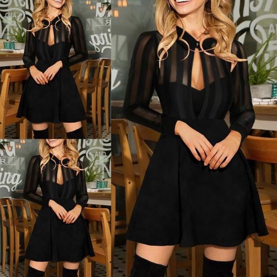 Robe de Soirée Femme Courte Robe Tulle à Paillettes en Col V Brillant ...