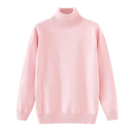 Pull tricoté de col roulé d'automne hiver pour filles rose Rose ...
