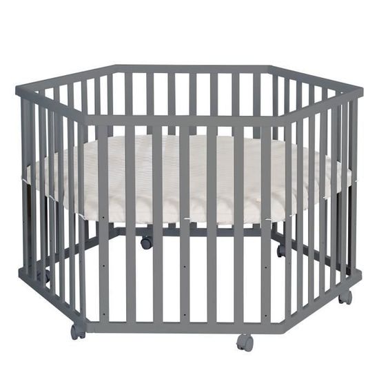 ROBA Parc Bébé Hexagonal - avec Tapis Grège en Cuir PU Hydrofuge + 6 ...