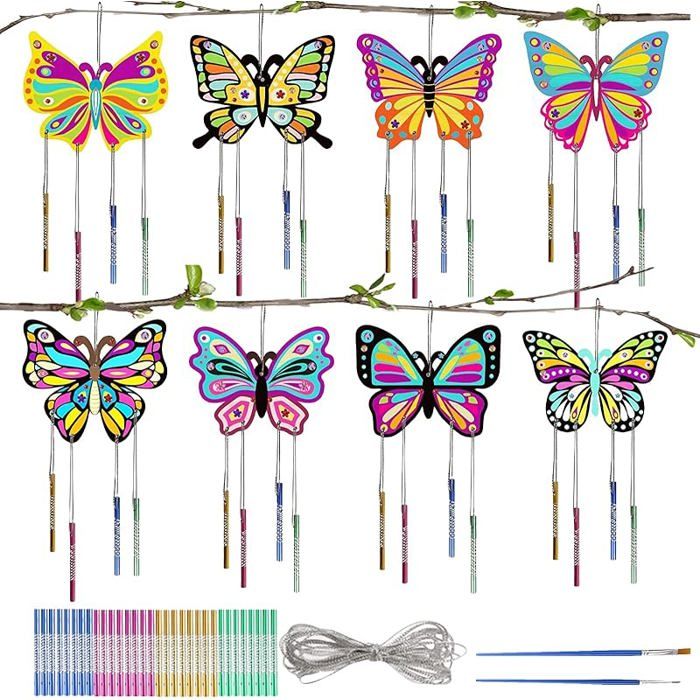 8 carillons oliens en bois pour enfants, papillons, pour anniversaire ...