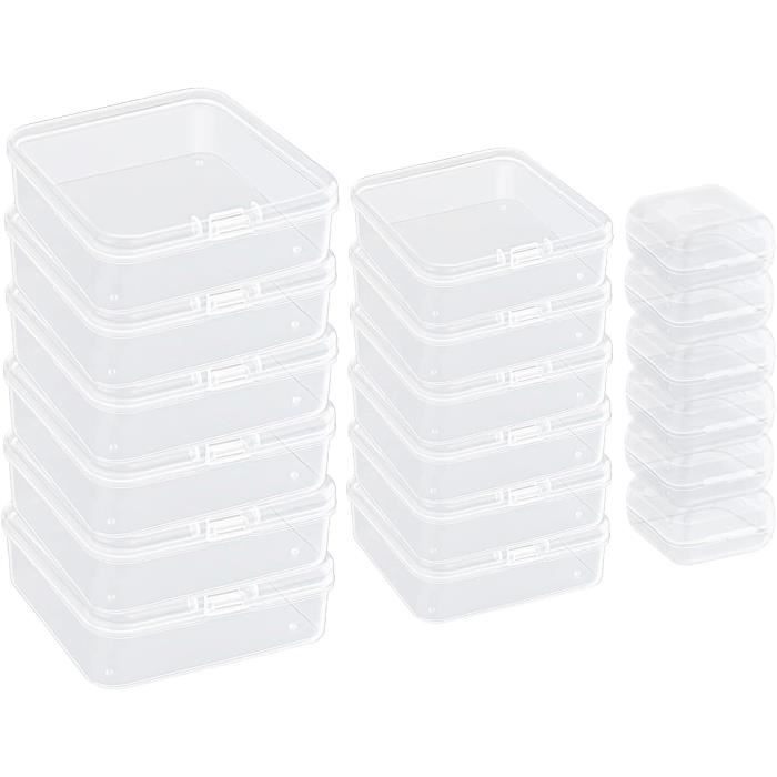 18 Boîtes Carrées En Plastique Transparent, Mini-Boîtes De Rangement En ...