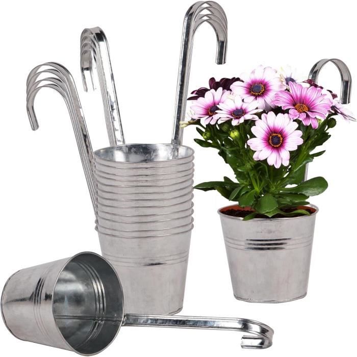 Garden Lot De 14 Pots De Fleurs Suspendus En Métal Zinc Argenté ...