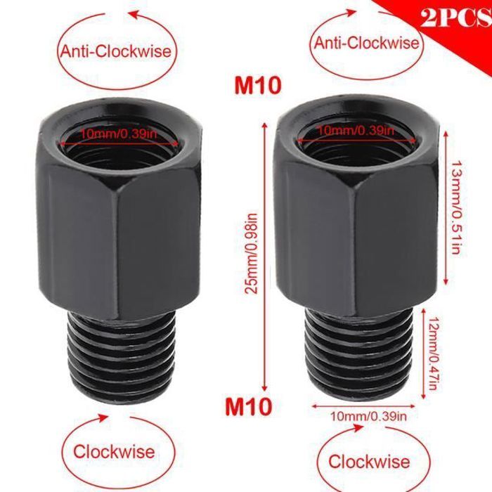 (2xM10MM10LR)Adaptateur de rétroviseur M8 M10 10mm 8mm universel noir moto adaptateur de ...