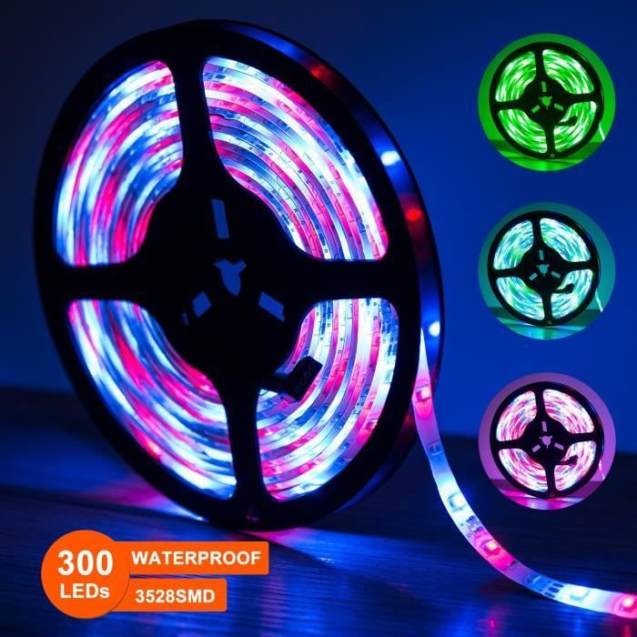 Ruban LED Etanche 5M 3528 RGB 300 LED Bande Flexible Lumineux Strip ...