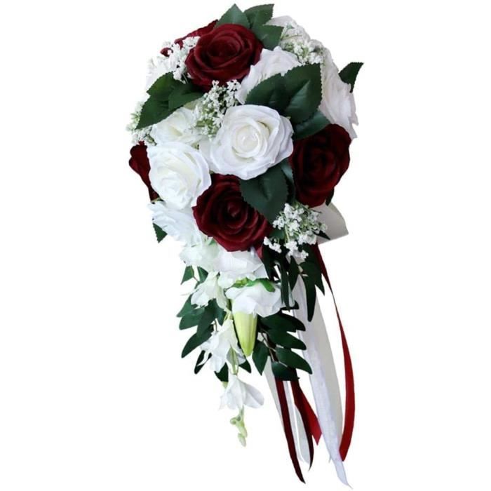 HFJKFW-Fleurs Artificielles Bouquet Rose de Mariage Fleurs en Tissu 50 ...
