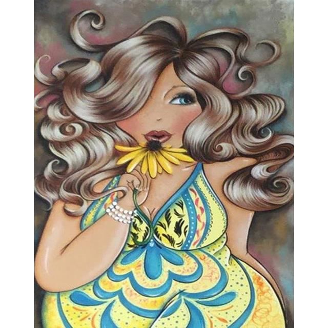 IMK-14407 Peinture diamant femme Fat Woman broderie complète 5D thème ...
