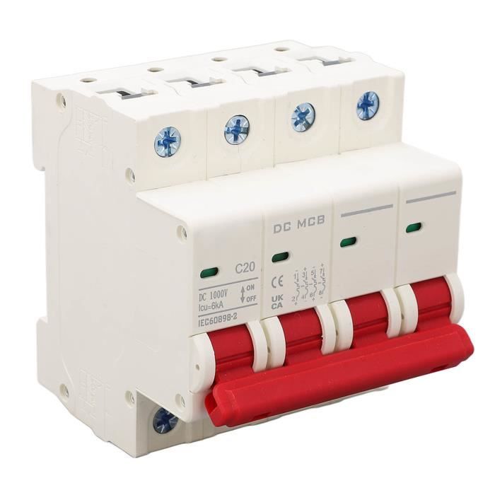 Cikonielf Mini disjoncteur 20A Disjoncteur Miniature 4P montage sur Rail DIN interrupteur de ...