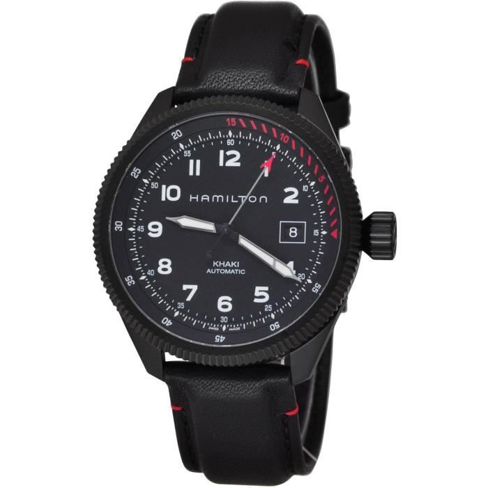 HAMILTON KHAKI AVIATION HOMME 42MM BRACELET CUIR AUTOMATIQUE MONTRE ...