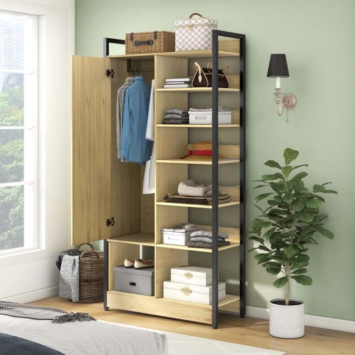 Dressing modulable avec penderie étagères et porte, design industriel ...