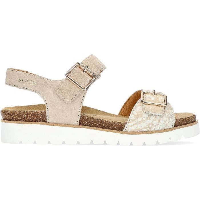 Sandales Femme - MEPHISTO Tarina - Cuir Blanc et Sable - Semelle ...