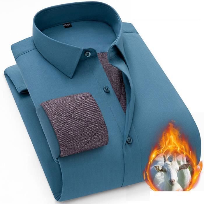 Chemise Homme Hiver Doublée Laine Manches Longues Chemise Chaude ...