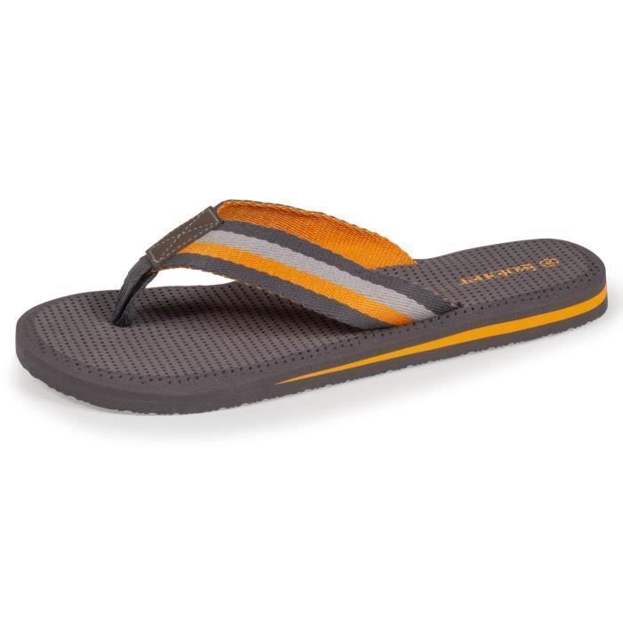 Tongs homme Isotoner tige large gris - confortables et chics ...