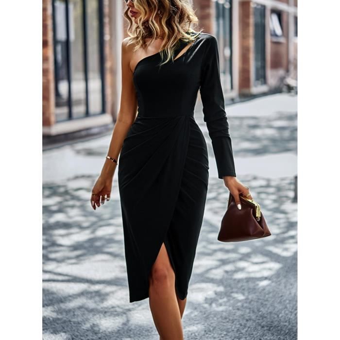 Robe femme chic et elegant Minimaliste Sexy Romantique - Noir Noir ...