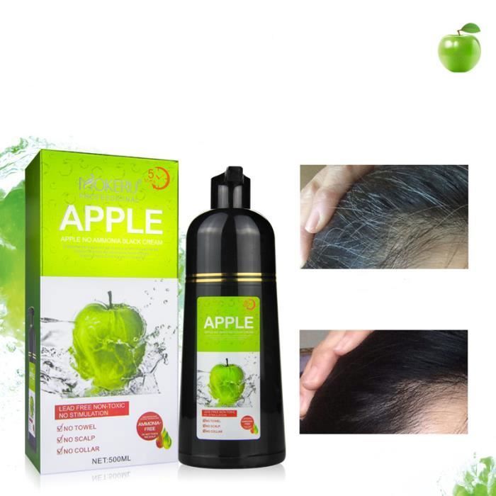 Shampoing colorant noir, 500ml Shampooing Teinture Instantanée pour ...