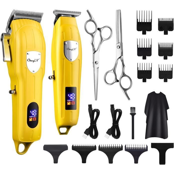 Tondeuse À Cheveux Professionnelle Pour Homme, Avec Lame En T, Charge Usb, Kit De Tondeuse À ...